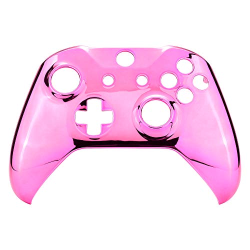 eXtremeRate Chrome Pink Edition Front Housing Shell for Xbox One Wireless Controller Model 1708, Replacement Custom Faceplate Cover for Xbox One S & Xbox One X Controller - Controller NOT Included