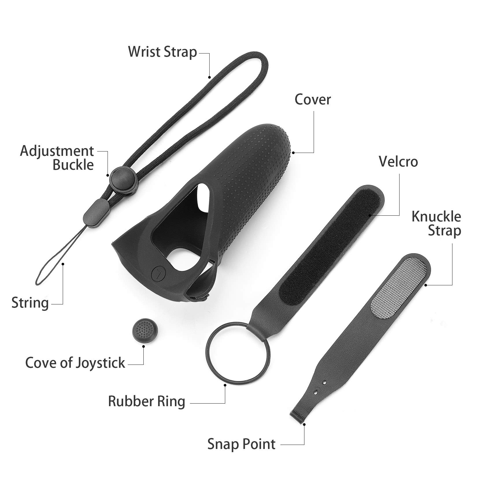 eWonLife Controller Grip Cover for Oculus Quest 1/ Rift S, with Adjustable Wrist Strap and Knuckle Strap, Anti-drop Protective Handle Sleeve, Including Cover Caps (Not Fit Quest 2)