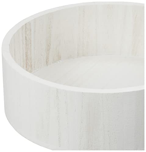 iDesign Renewable Paulownia Wood Collection Tall Turntable Organizer, 10.5" x 4" x 10.5", White Wash