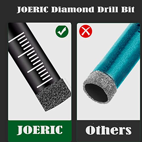 JOERIC Black 1/4" Dry Diamond Drill Bits Set, 11 PCS 6mm Diamond Core Drill Bit with Storage Bottle for Granite Marble Tile Ceramic Stone Glass Hard Materials (Not for Wood)
