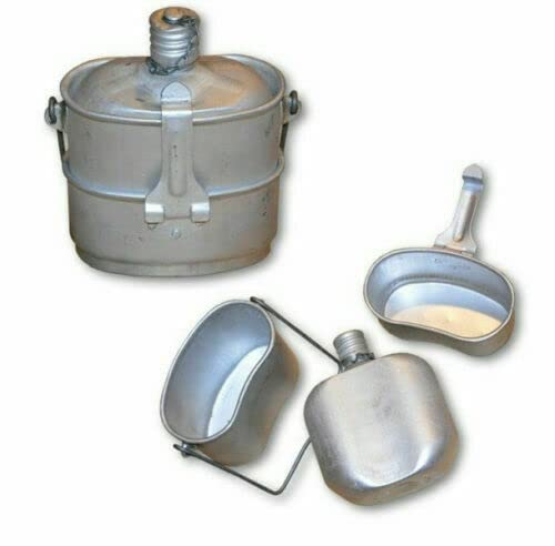 Eosphorus Original USSR Airborne Soldier 3-in-1 Canteen Kit Aluminum Metal Griddle Water Flask Mess Pot