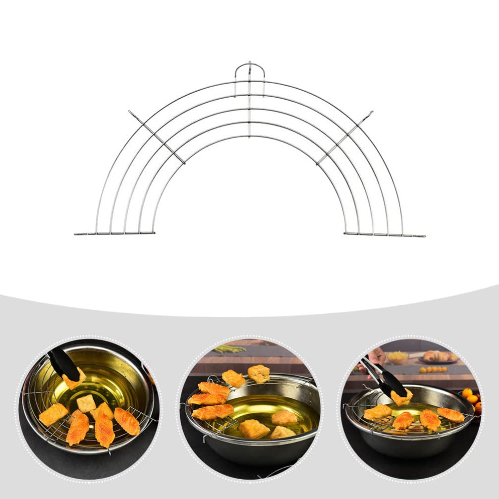 Hemoton Drain Rack Clothes Drying Rack Wok Griddle Grill Tool Wire Rack for Baking Sink Drying Rack Cooling Stainless Steel Drain Oil Rack Grill Rack Frying Oil Filter Rack Food Rack Fried