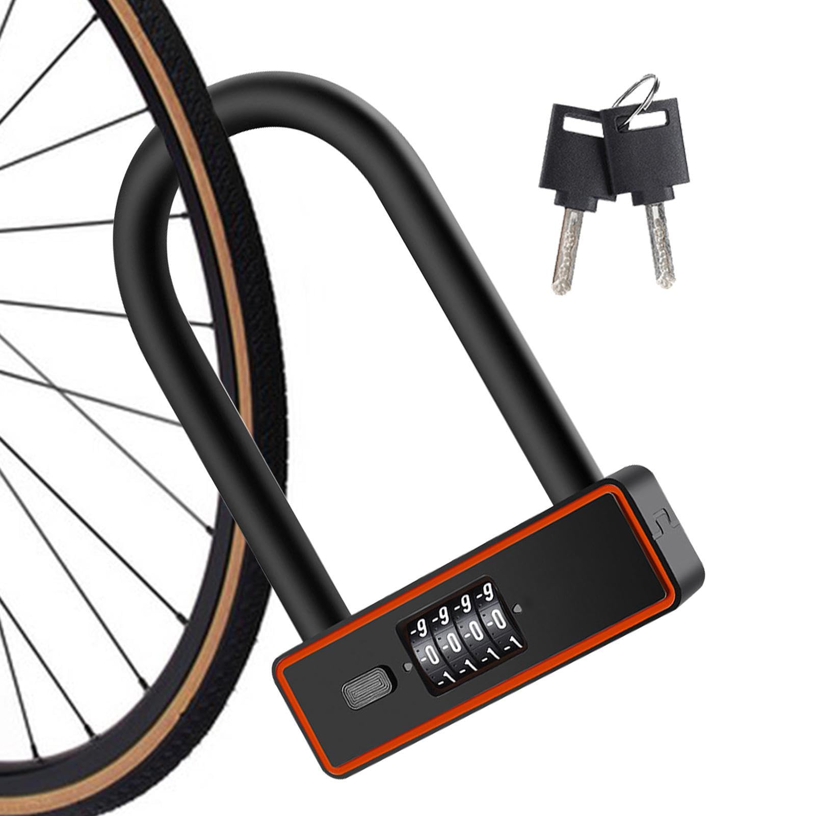 EEASSA U Lock, Motorcycle Wheel U Lock, Anti Theft U Lock Lock, Weather Proof Bicycle U Lock, 4 Digit Resettable Combination U Lock, Easy Carry Lock, Protect Scooter Tire Key U Lock