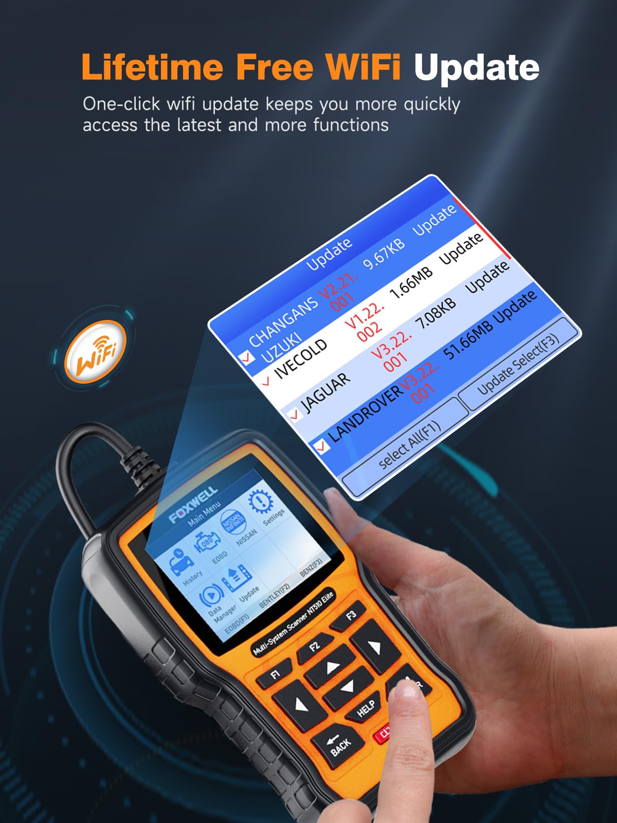 FOXWELL NT510 Elite fit for Honda/Acura Diagnostic Scanner, Full System OBD2 Scan Tool Car Code Reader, Bi-Directional Control All Service ABS Bleed Crankshaft Relearn Throttle TPS TPMS EPB Oil Reset