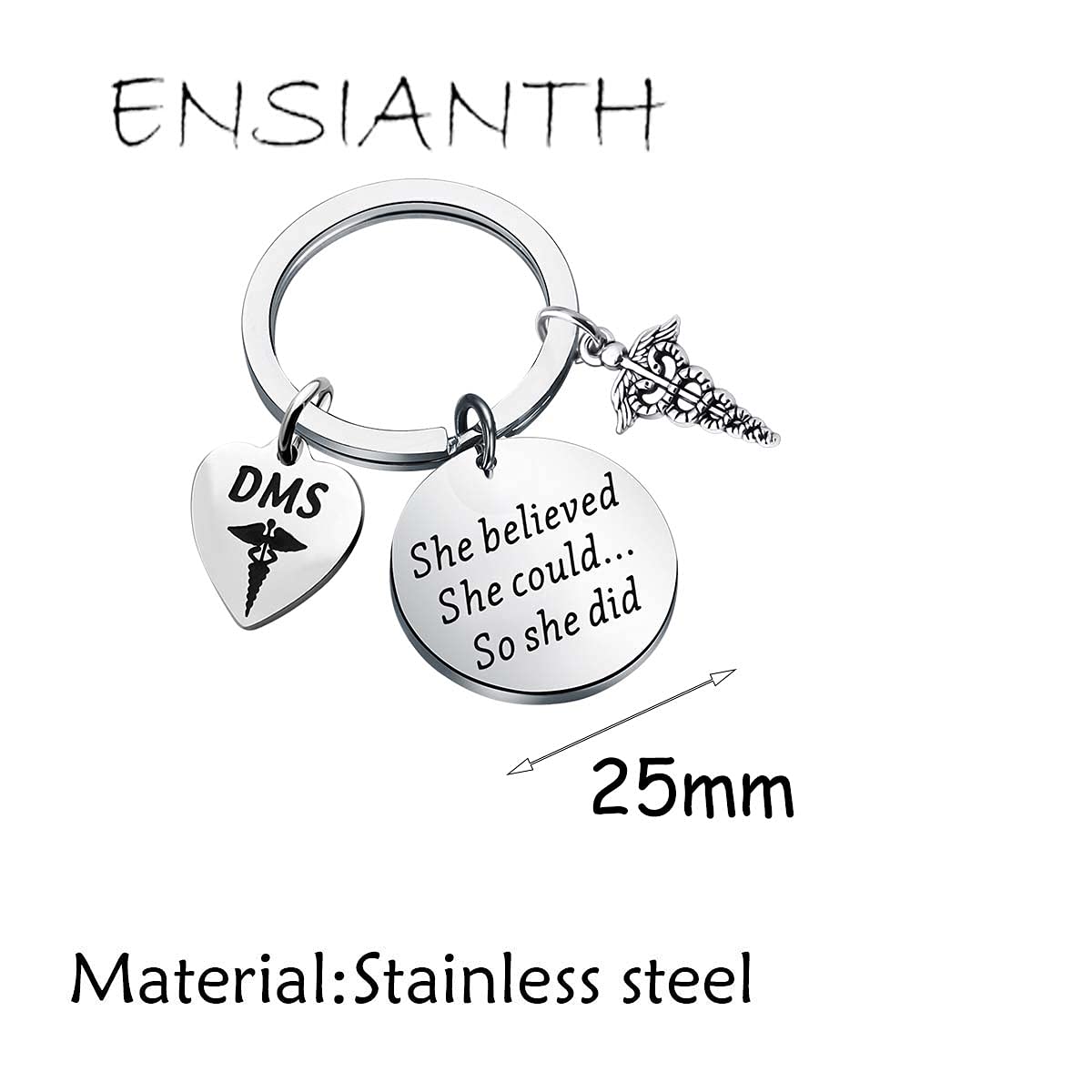 ENSIANTH DMS Gift Diagnostic Medical Sonographer Keychain She Believed She Could So She Did DMS Graduation Gift Health Care Provider Gift (DMS She Believed KR)