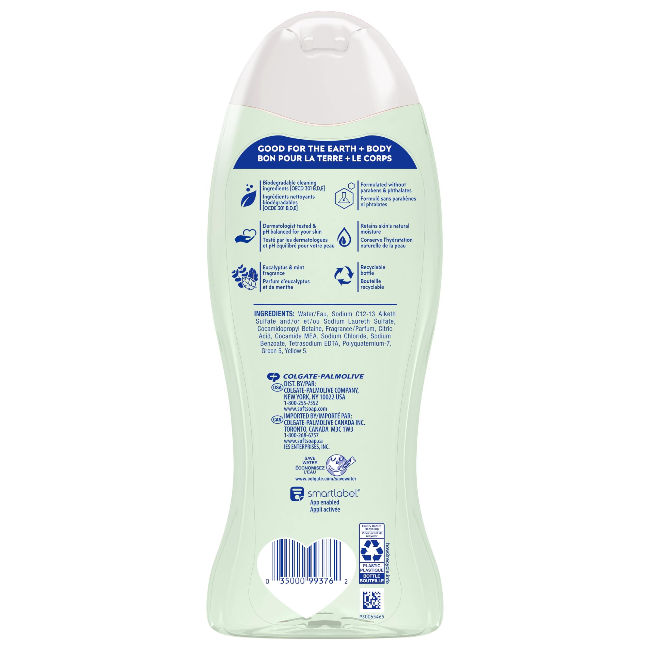 Softsoap Eucalyptus & Mint Body Wash, Moisturizing Body Wash, 20 Oz, (4 Pack)