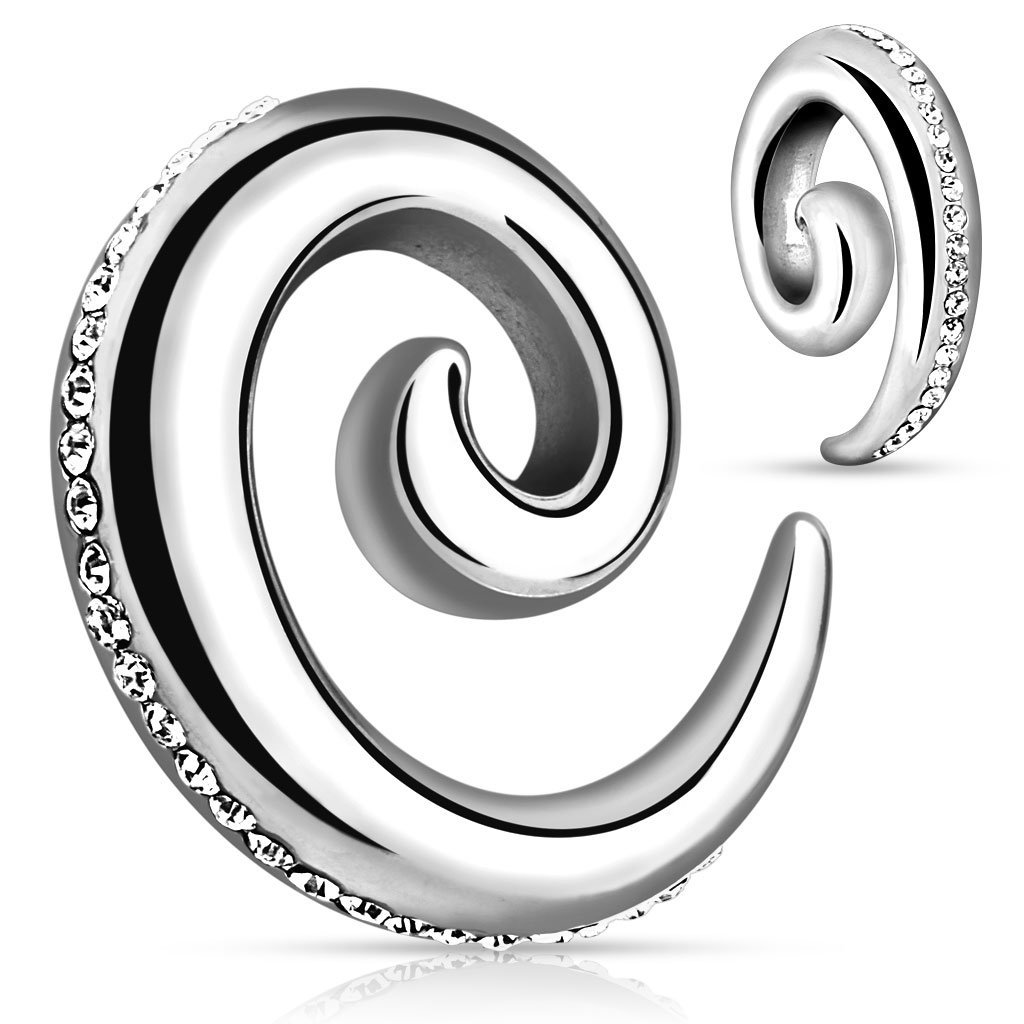 Dynamique Paved CZ Gems 316L Surgical Steel Spiral Tapers (2G(6Mm) - Pair)