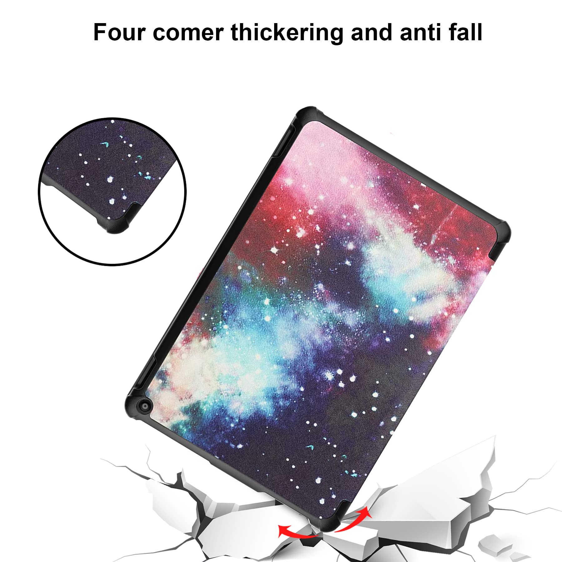 FANRTE Case Fits All-New Amazon Kindle Fire HD 10 & 10 Plus Tablet (11th Generation, 2021 Release)-Slim PU Leather Trifold Stand Cover PC Hard Back Shell with Auto Wake/Sleep(Rose red)