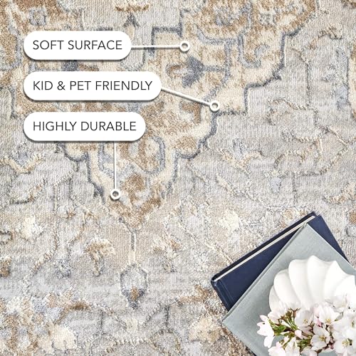 nuLOOM Vintage Medallion Thea Area Rug, 6' 7" x 9', Beige