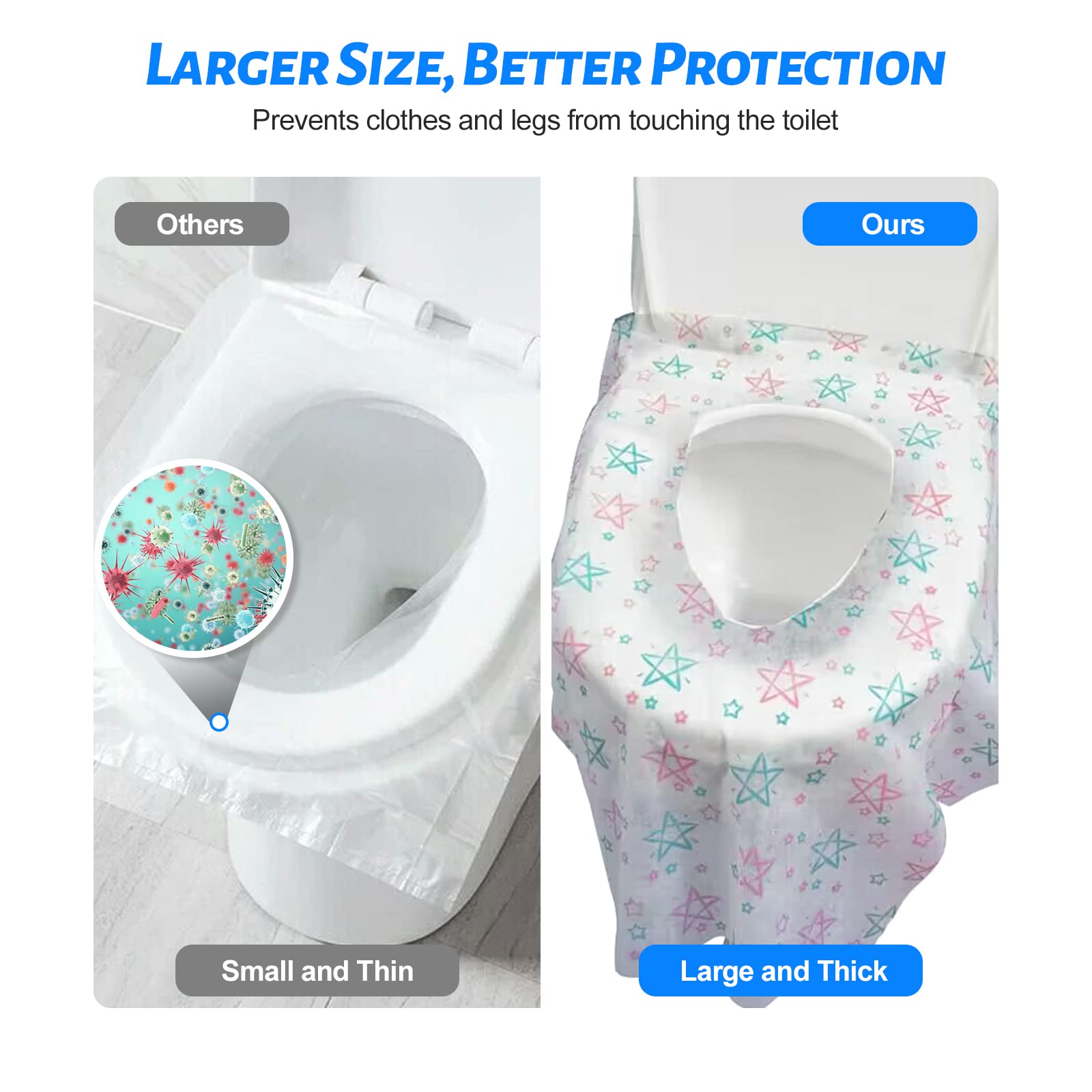 MooMoo Baby Disposable Toilet Seat Covers 24 Extra Large Potty Seat Covers for Kids and Adults Waterproof Individually Wrap Potty Shields