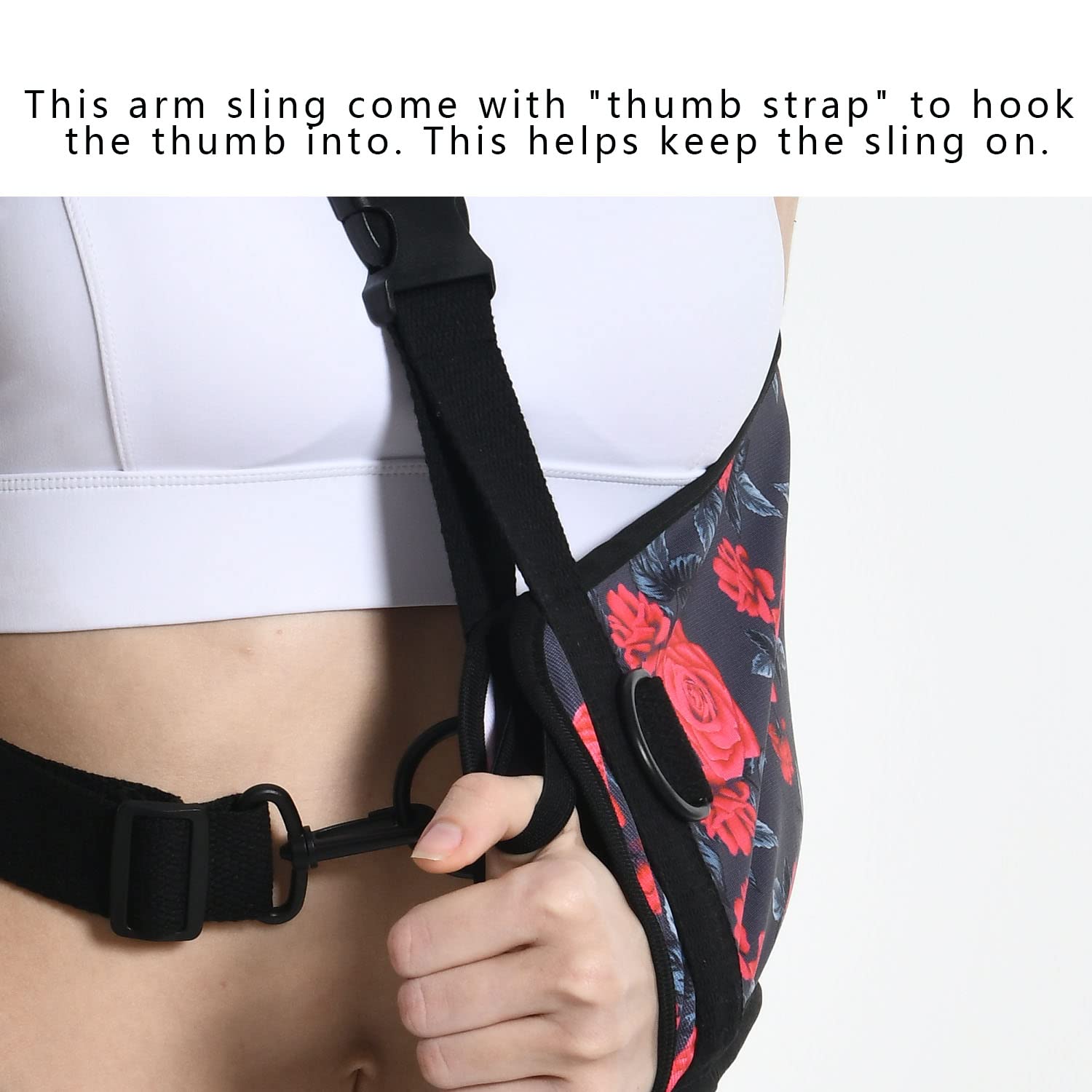 Fotgok Breathable Arm Sling with Waist Belt for Shoulder Women Rose -Shoulder Immobilizer with Strong Support-Breathable Arm Support Brace for Shoulder Injury