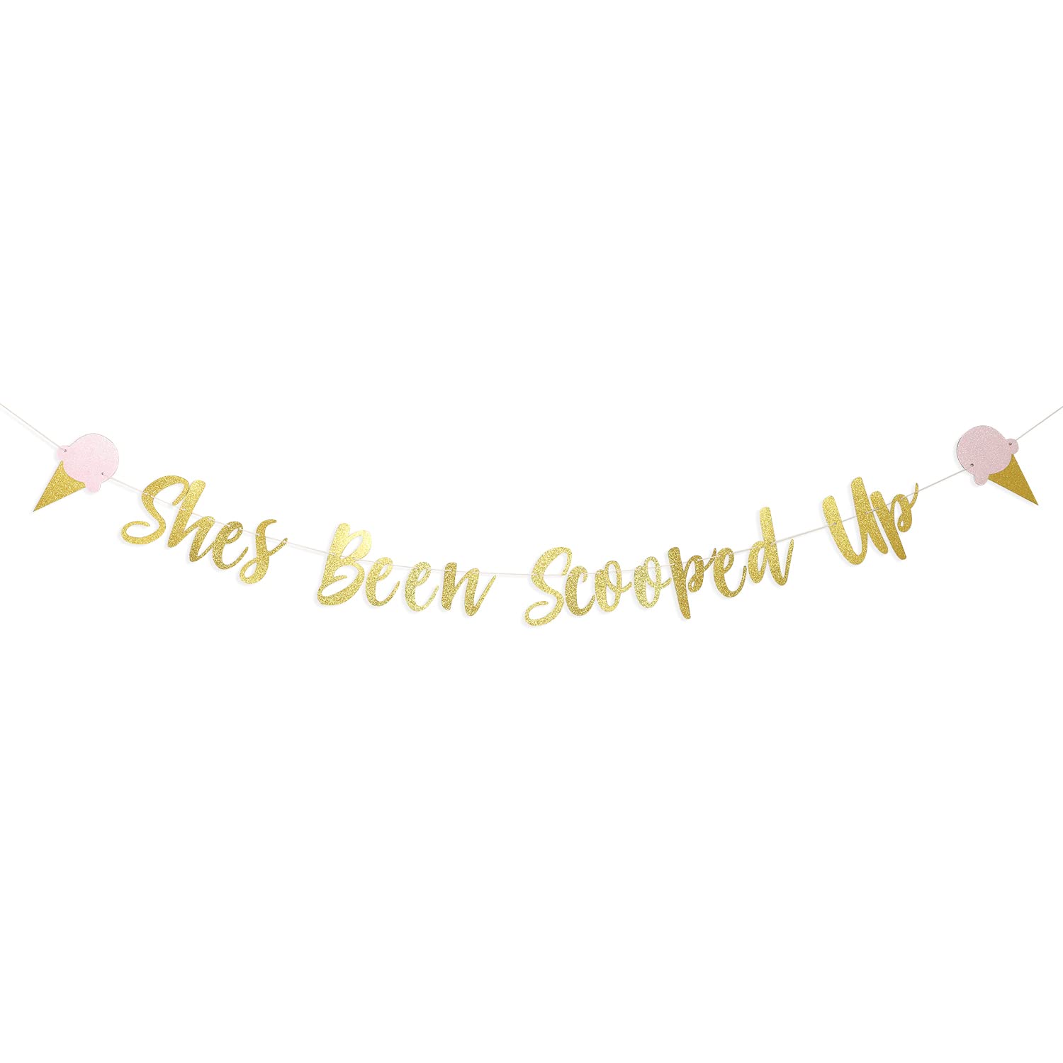Personalized Shes Been Scooped Up Banner, Bridal Shower,Engagement, Bachelor Party Banner, Ice Cream Bannerļ¼Shes Been Scooped Gold Party Bannerć