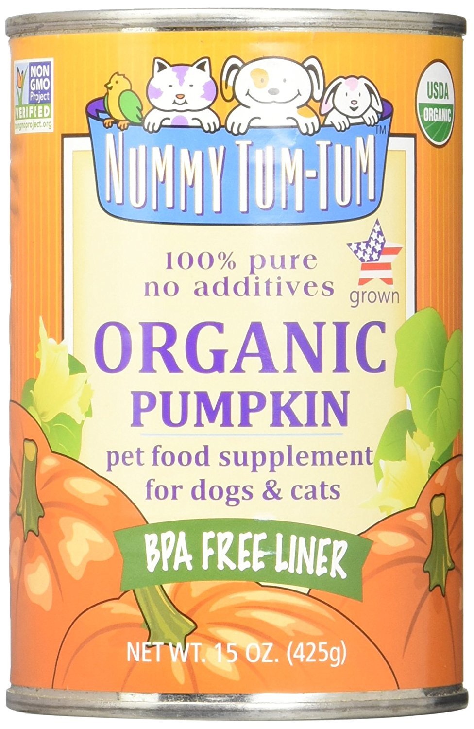 Nummy Tum Tum Organic Pumpkin For Dogs & Cats, 15 Ounce (Pack of 12)