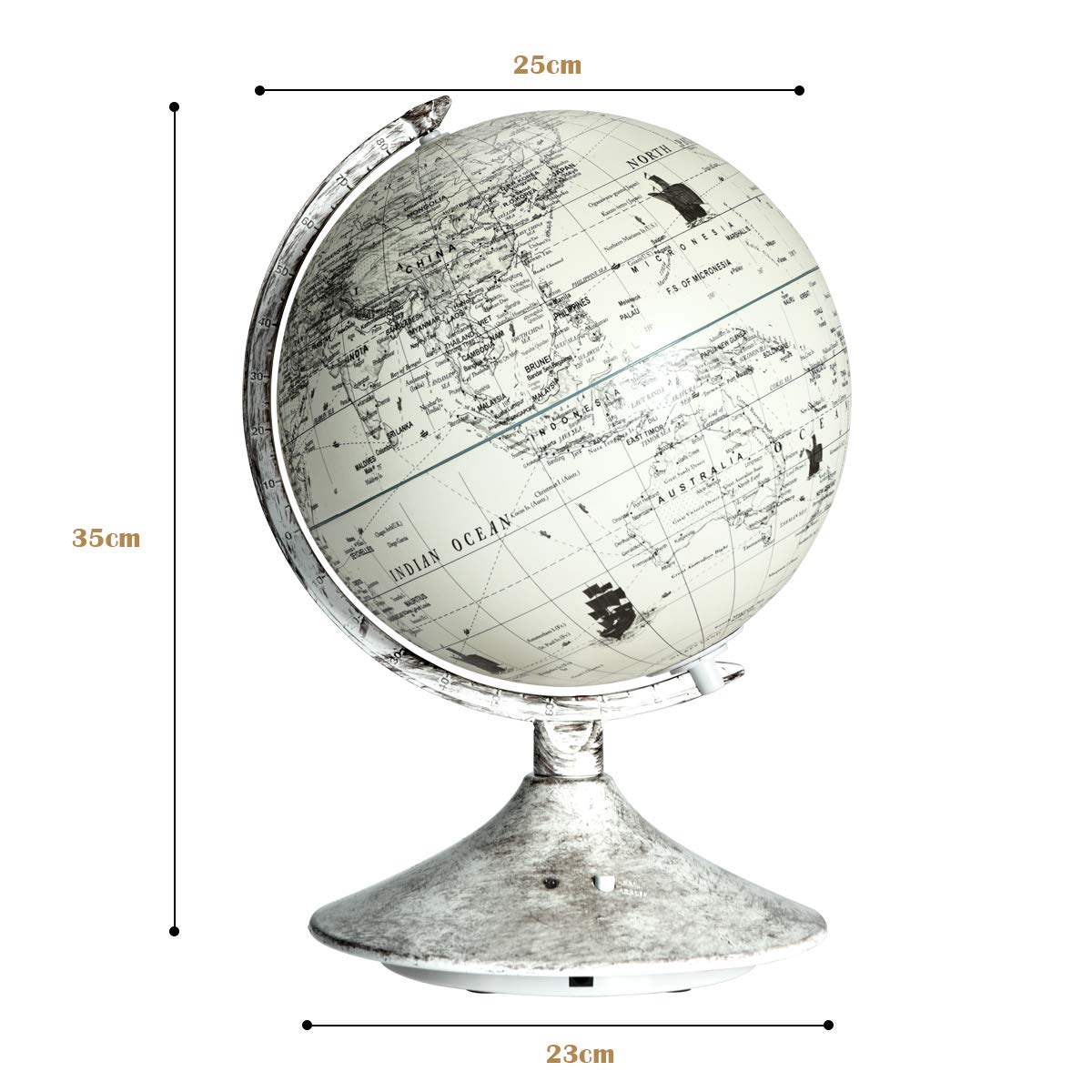 Goplus Illuminated Desktop World Globe, 13’’ 3 IN 1 Educational Geographic World Globe for Kids Learning, 360° Rotation Interactive Decorative Earth Globe w/Build-in LED Light, World Map and Constellation View for Classroom, Office