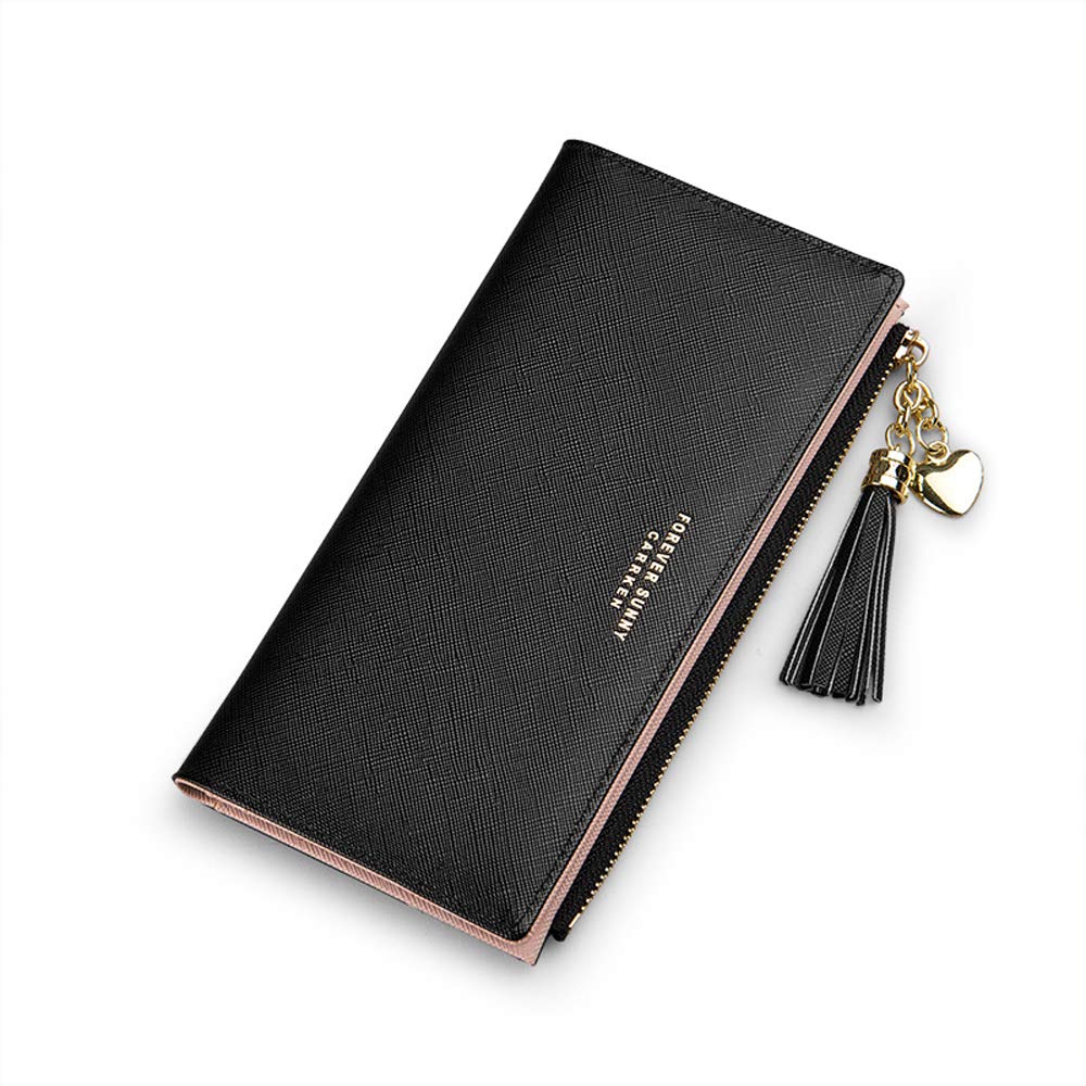 FFpaw Wallet Women RFID Blocking Small Womens Wallet Leather Slim Phone Clutch Long Coin Purse Travel Zipper Pocket Credit Card Holder for Women Ladies