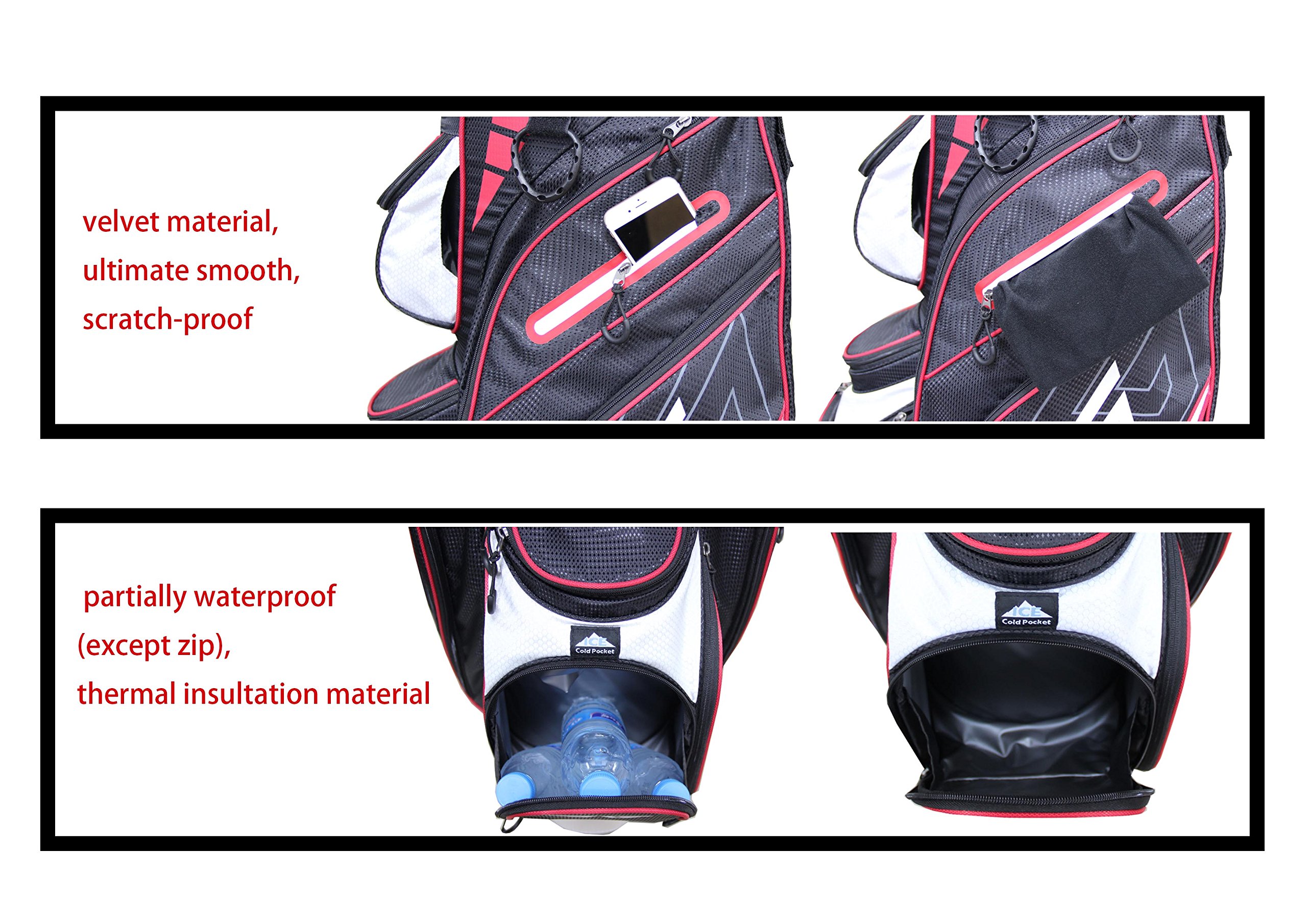 Eagole Super Light Golf Cart Bag,14 way Top and Full Length Divider ,10 Pockets (Black)