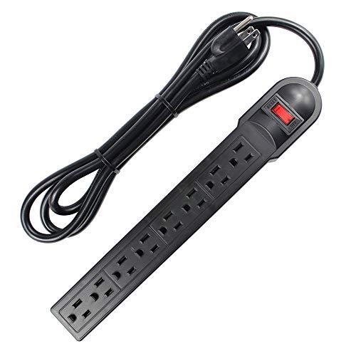 J.VOLT 8 Port Power Strip Surge Protector, 6 Feet Cord with Lit Switch, for Home Office School Shop Garage, Wall Mountable,750J 15A 125V 1875W, 14AWG, UL Listed, Black