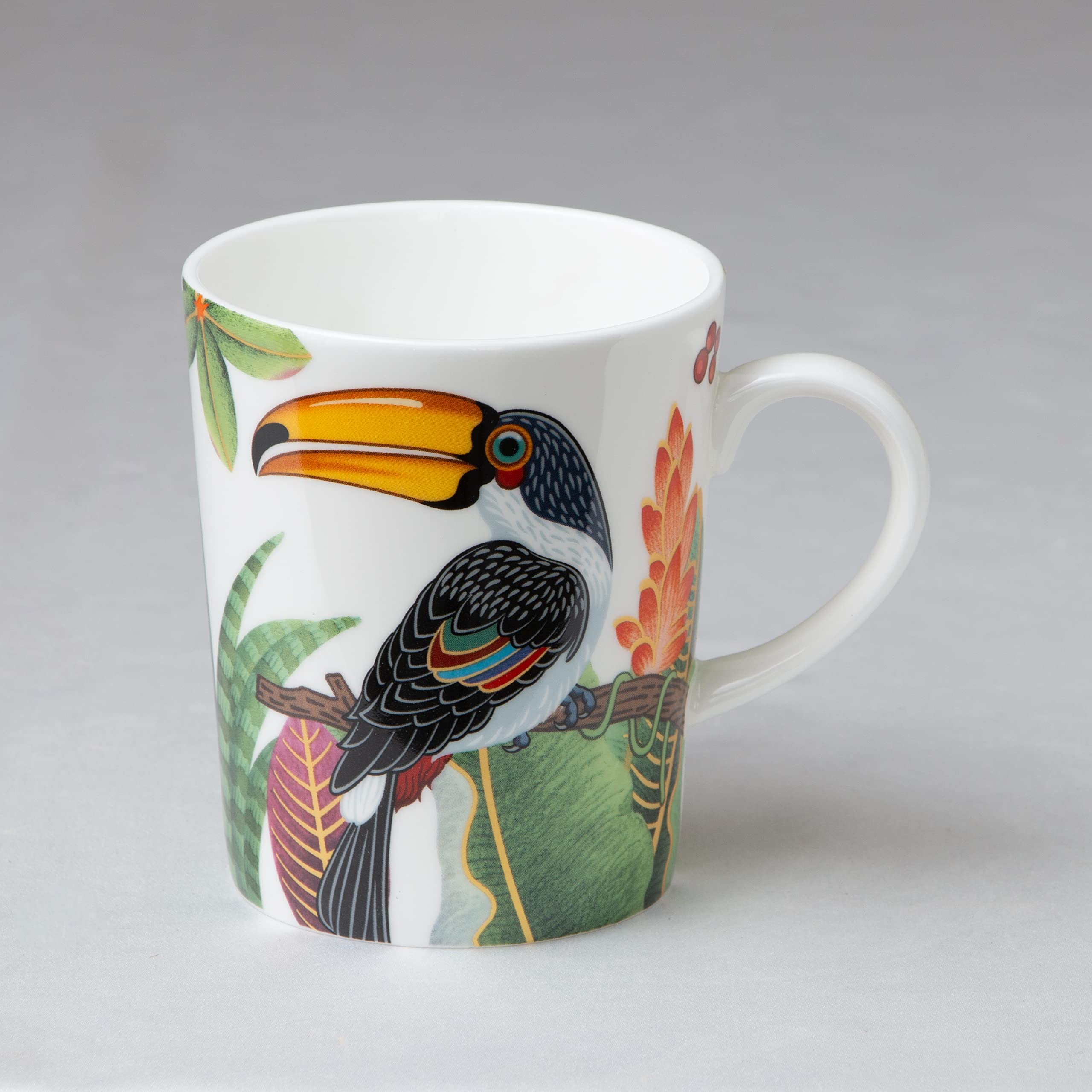 Grace Teaware Bone China Coffee Tea Mugs 12-Ounce, Assorted Set of 4 (Birds of Paradise)