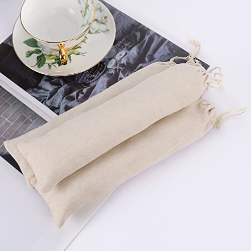 Hemoton 30Pcs Straw Travel Carrying Case Cotton and Linen Pouch Bag Portable Travel Cutlery Bag for Stainless Steel Drinking Straws Cutlery Fork Spoon Storage