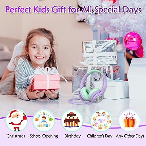 Kids Headphones with Microphone, Wired Headsets for Children Teens Boys Girls with 85dB/94dB Volume Limit, Foldable Adjustable for School, Travel, 3.5mm Audio Jack for iPad, Tablet, PC, Chromebook