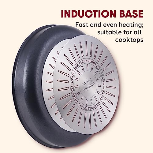 T-fal Ingenio Nonstick Cookware Set 8 Piece Induction Stackable, Detachable Handle, Removable Handle, RV Cookware, Cookware, Pots and Pans, Oven, Broil, Dishwasher Safe, Black