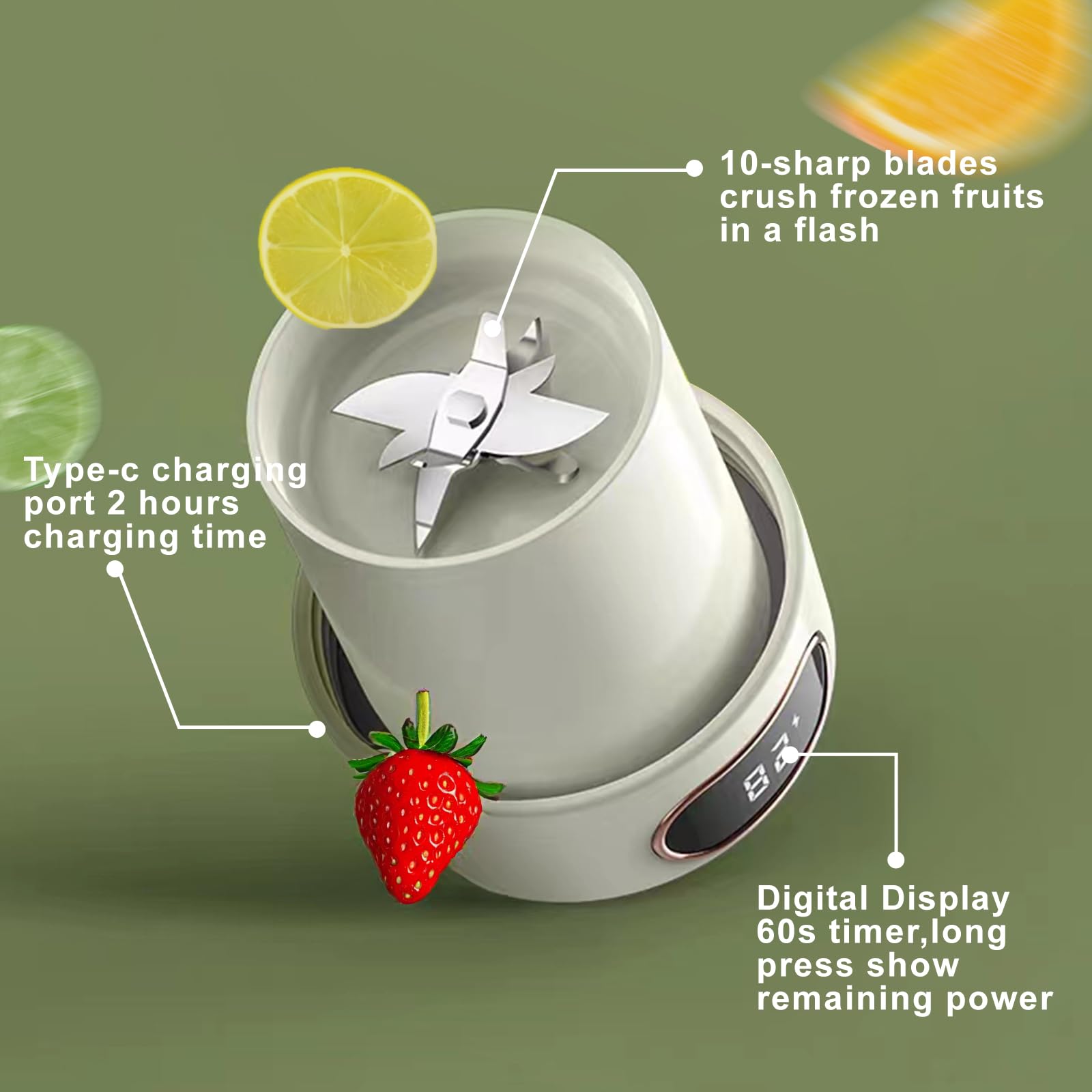 Personal size Blender, 500mL Personal Size Blender With Lid for Shakes and Smoothies with 10 Blades, 17oz Blender