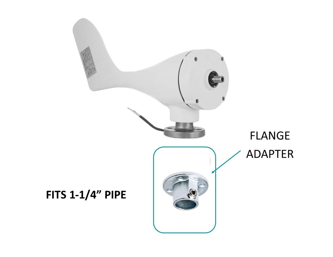 Economy Wind Turbine Flange to 1-1/4" Pipe Adapter, No Welding, Steel Mount Type: Bolt on