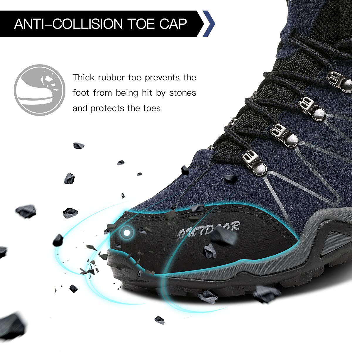 ELAPHURUS Men's Hiking Boots Trekking Shoes Waterproof Sport Work Boots Lightweight Walking Ankle Shoes Composite Toe Sneakers for Men (11 US Men, Navy)