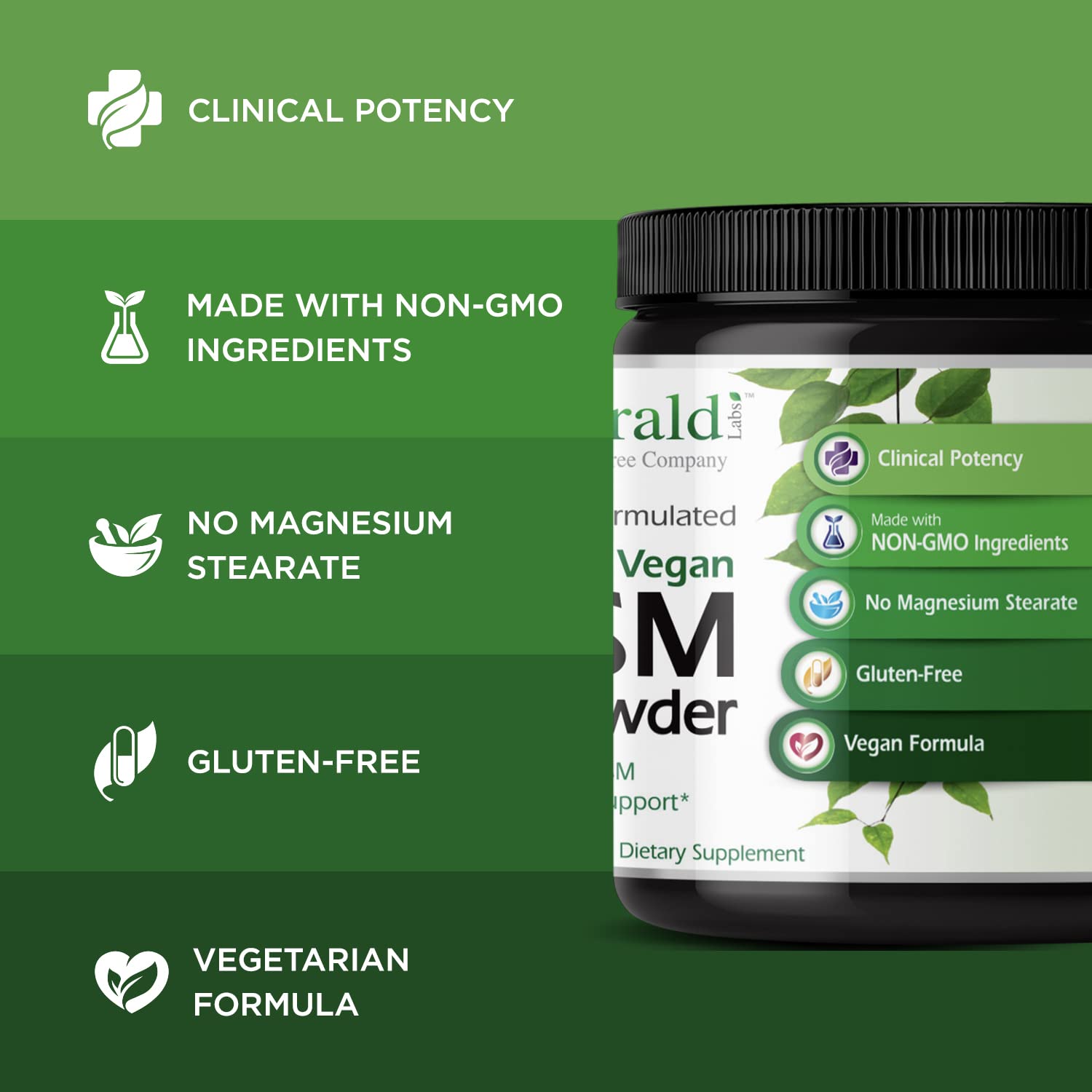 EMERALD LABS MSM Powder 4,000 mg - Plant Sourced Methylsulfonylmethane for Joint Discomfort, Stress Relief, and Healthy Immune Function - 8 Oz