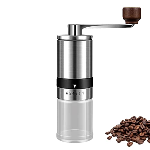 Manual Coffee Grinder, Stainless Steel Burr Coffee Grinder, Portable Coffee Bean Mill with Adjustable Settings and Bearing Hand, Ceramic Core Coffee Bean Grinder for Home Traveling Hiking or Camping