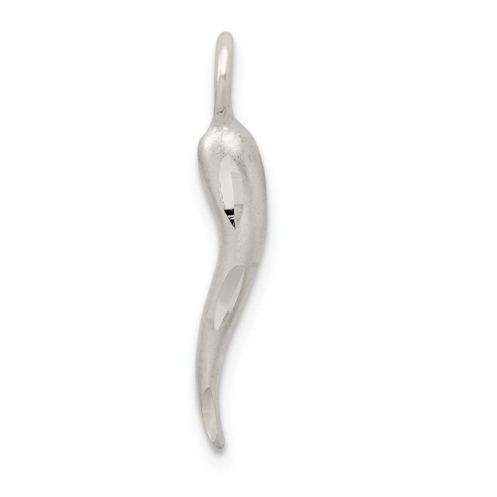 Diamond2Deal 925 Sterling Silver Italian Horn Pendant, for Women (L- 26 mm, W- 4 mm)