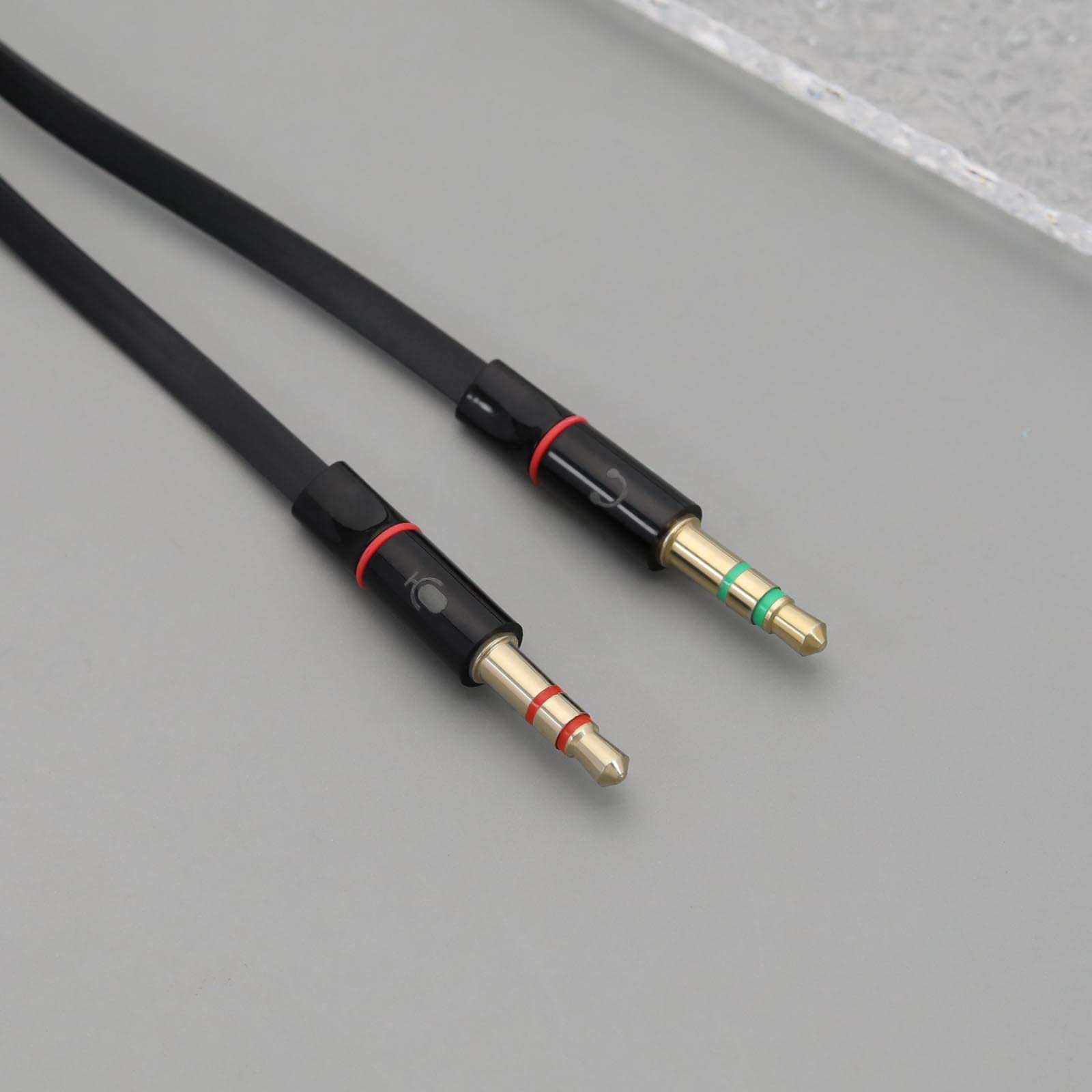 ECSiNG 4PCS Headphone Mic Splitter 3.5mm Jack Audio Mic Adapter Headset Mic Audio Y Splitter Cable for Tablet Computer Headphone Gold-Plated 20cm Black