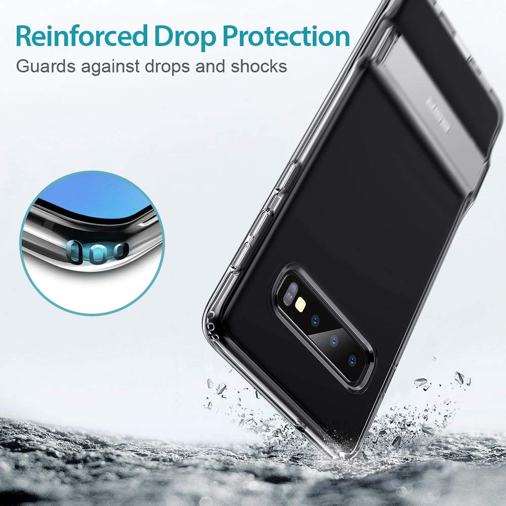 ESR Metal Kickstand Case for The Samsung Galaxy S10 Plus, [Vertical and Horizontal Stand] [Reinforced Drop Protection] Hard PC Back with Flexible TPU Bumper for The Samsung Galaxy S10 Plus, Clear