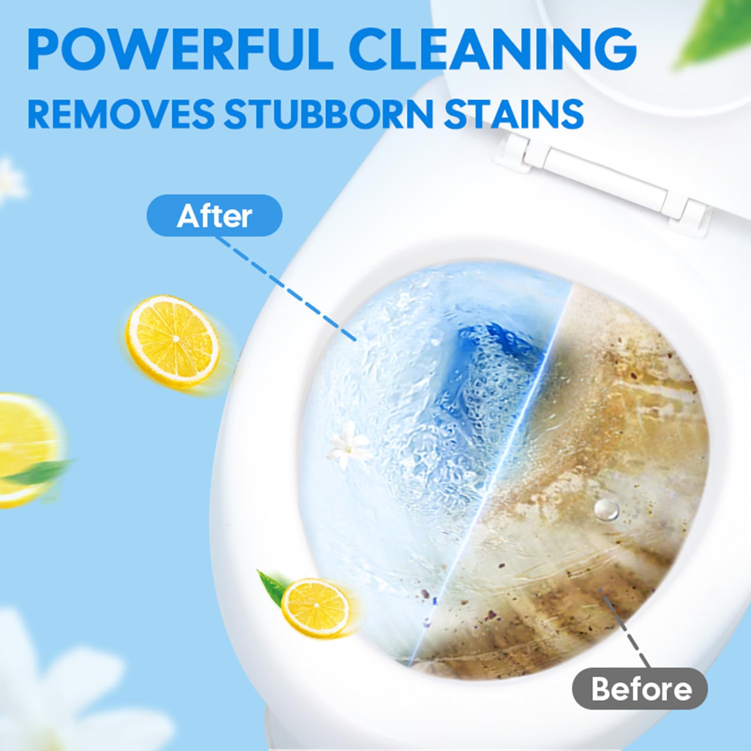 ecosewave Toilet Bowl Cleaner Sheets,32 Cleans, Lemon,Plastic-Free Packaging,Eco-Friendly, Toilet Bowl Cleaner Strips Great For Apartments, Dorms,Vanlife