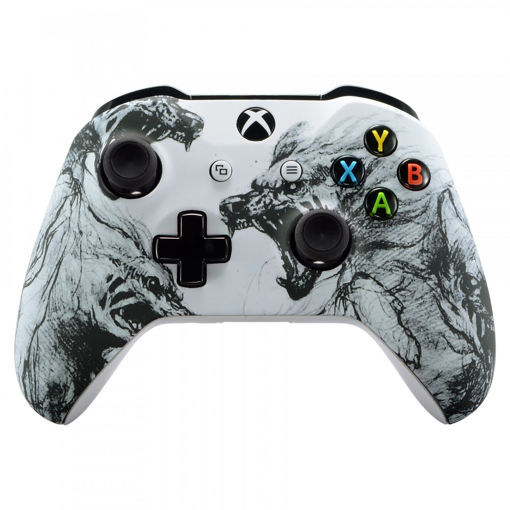 eXtremeRate Soft Touch Grip Wolf Soul Front Housing Shell Faceplate for Xbox One X S Controller Model 1708 - Controller NOT Included