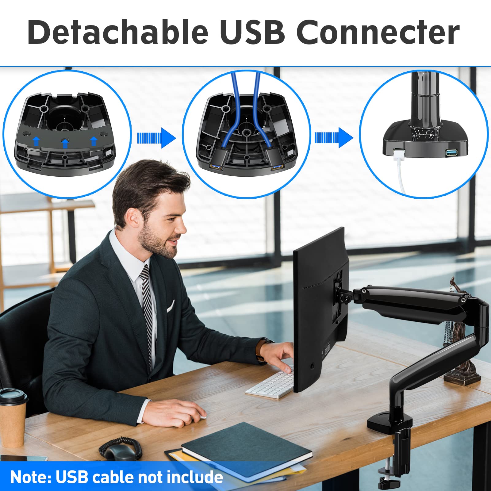 MOUNTUP Single Monitor Wall Arm & Ultrawide Single Monitor Desk Mount Bundle