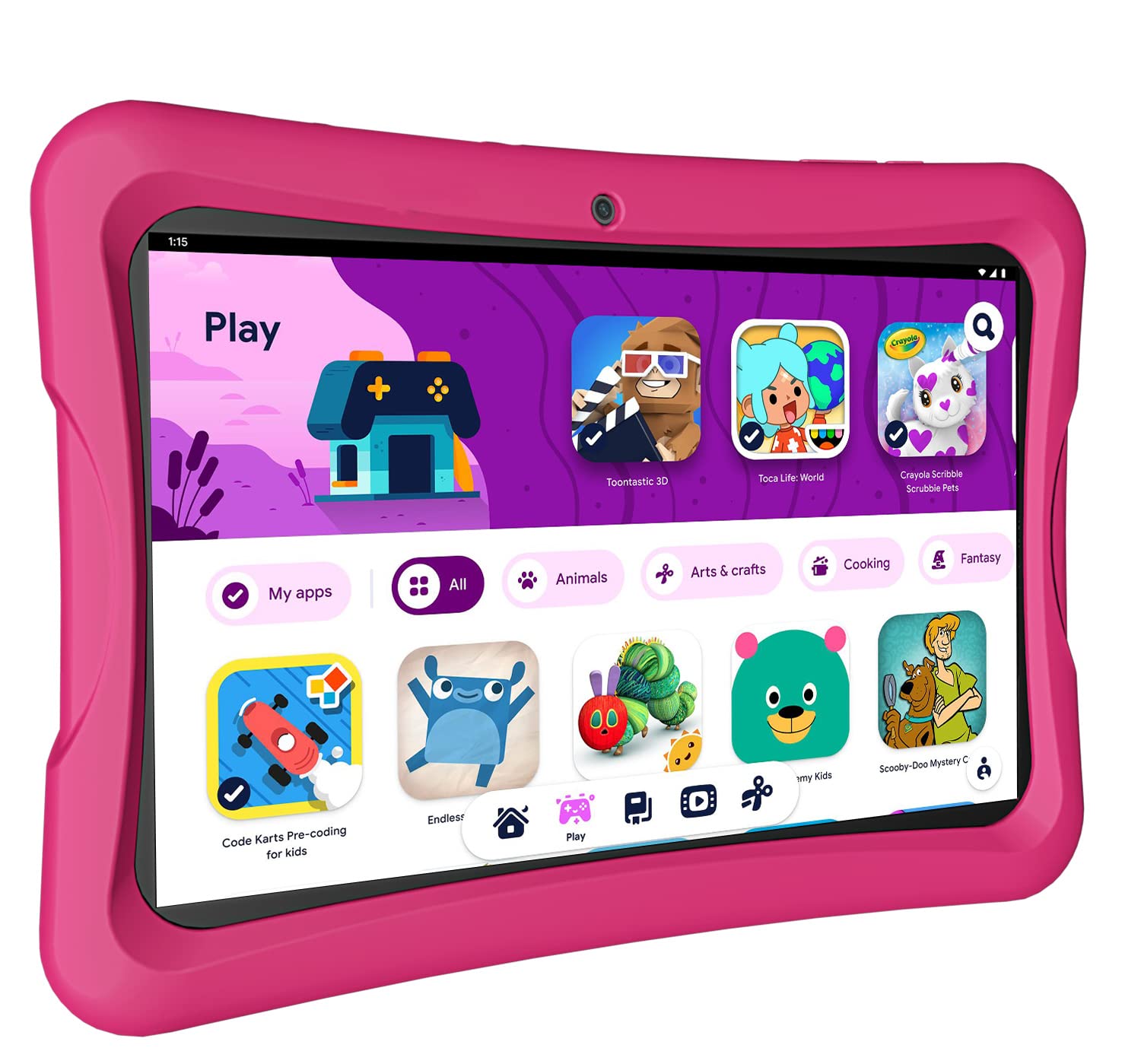 NOBKLEN 10 Inch Kids Android Tablet, Wi-Fi 6, 8000mAh Battery & Parental Control - 2024 Release with Teacher-Approved Apps, and Silicone Shockproof Case for Kids Ages 3-12