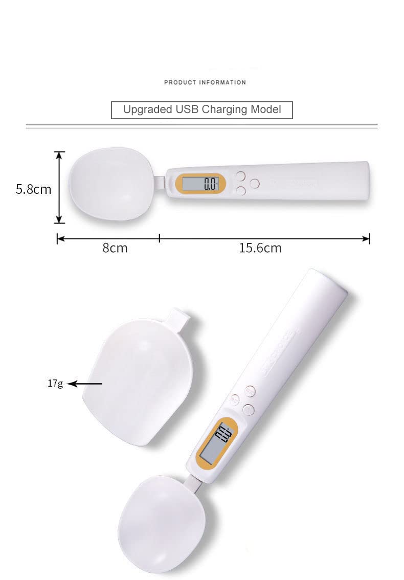 Digital Spoon Scale Electronic Measuring Spoon for Food, Spice High Precision with LCD Display Weights up to 500g (USB Charging)