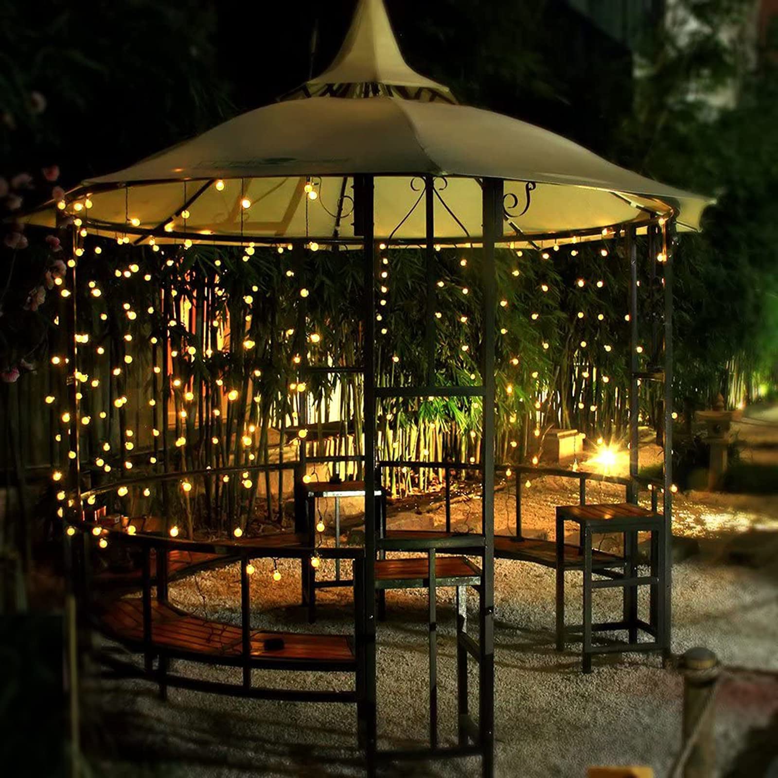 EXF 2-Pack Total 100 Crystal Globe Solar String Lights Outdoor Durable & Bright Solar Powered Patio Lights Waterproof 8 Modes Solar LED Decorative Lights for Garden Gazebo Tree (Warm White)