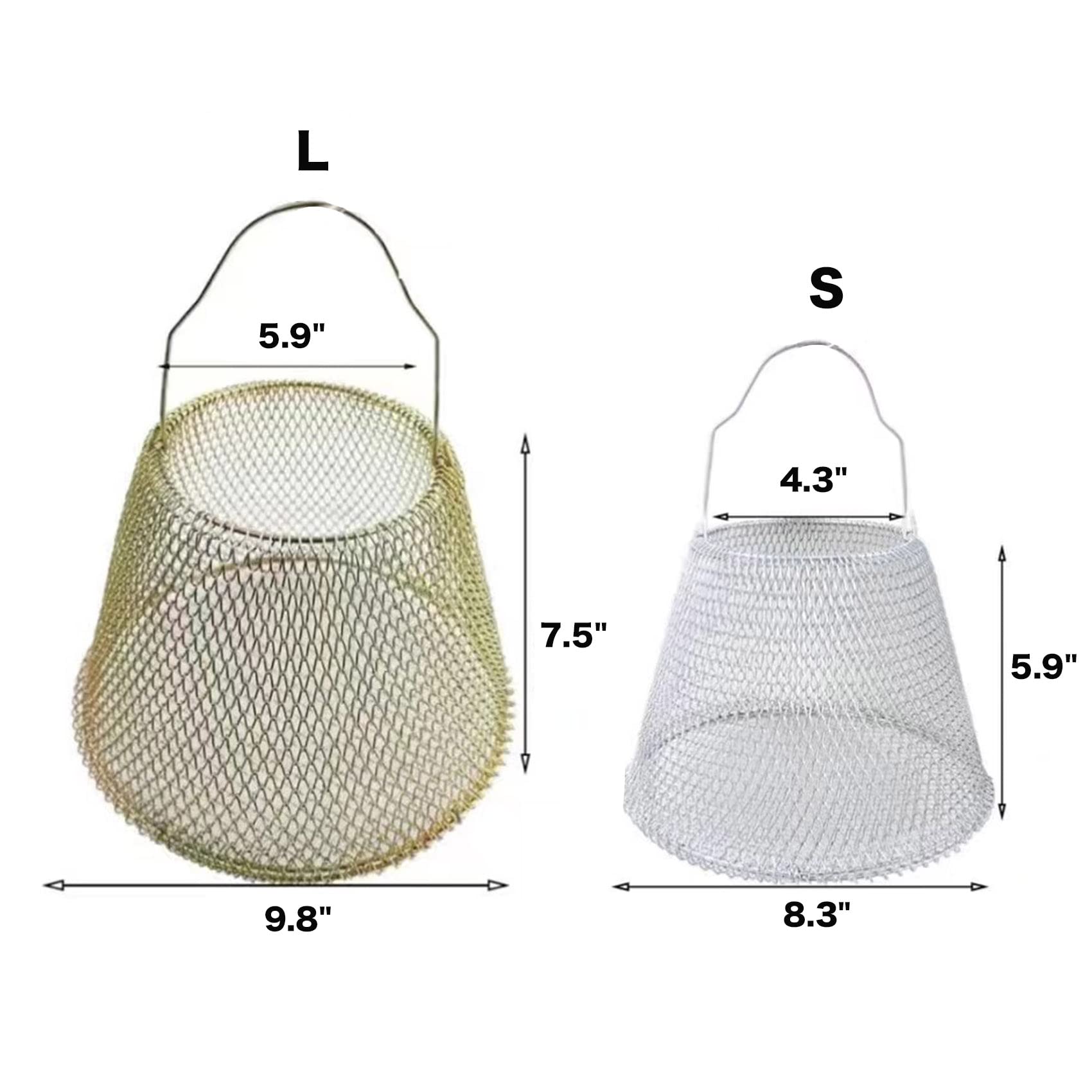 Farmhouse Egg and Fruit Gathering Basket - Collapsible and Portable Wire Basket for Multi-Use Storage (Silver L)
