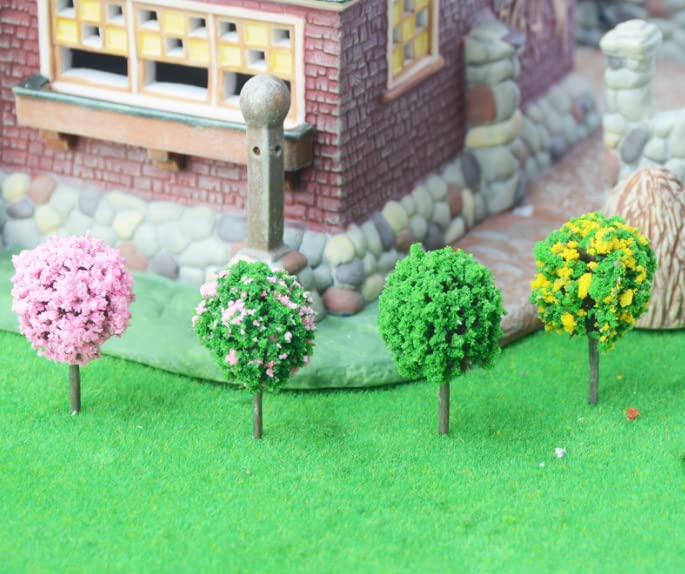 NW 30pcs Mini Colorful 1.41inch Model Trees Model Train Scenery Architecture Trees Model Scenery with No Stands