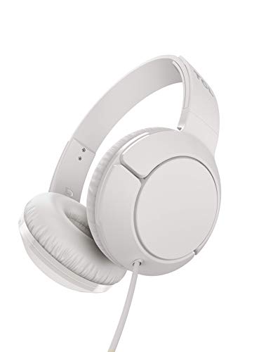 TCL Mtro200 On-Ear Wired Headphones Super Light Weight Headphones with 32mm Drivers for Huge Bass and Built-In Mic – Ash White
