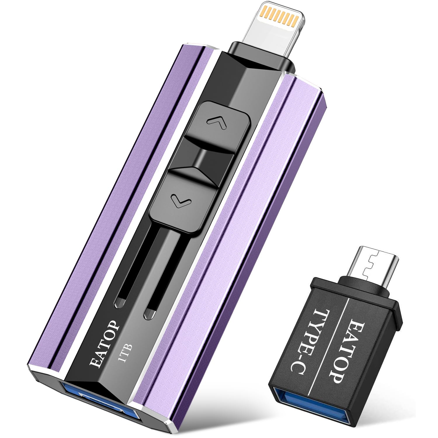 EATOP USB Flash Drive 1TB iPhone Memory Stick Storage for Photos and Videos, Flash Thumb Drive Compatible with iPad Android and Computers (Purple)