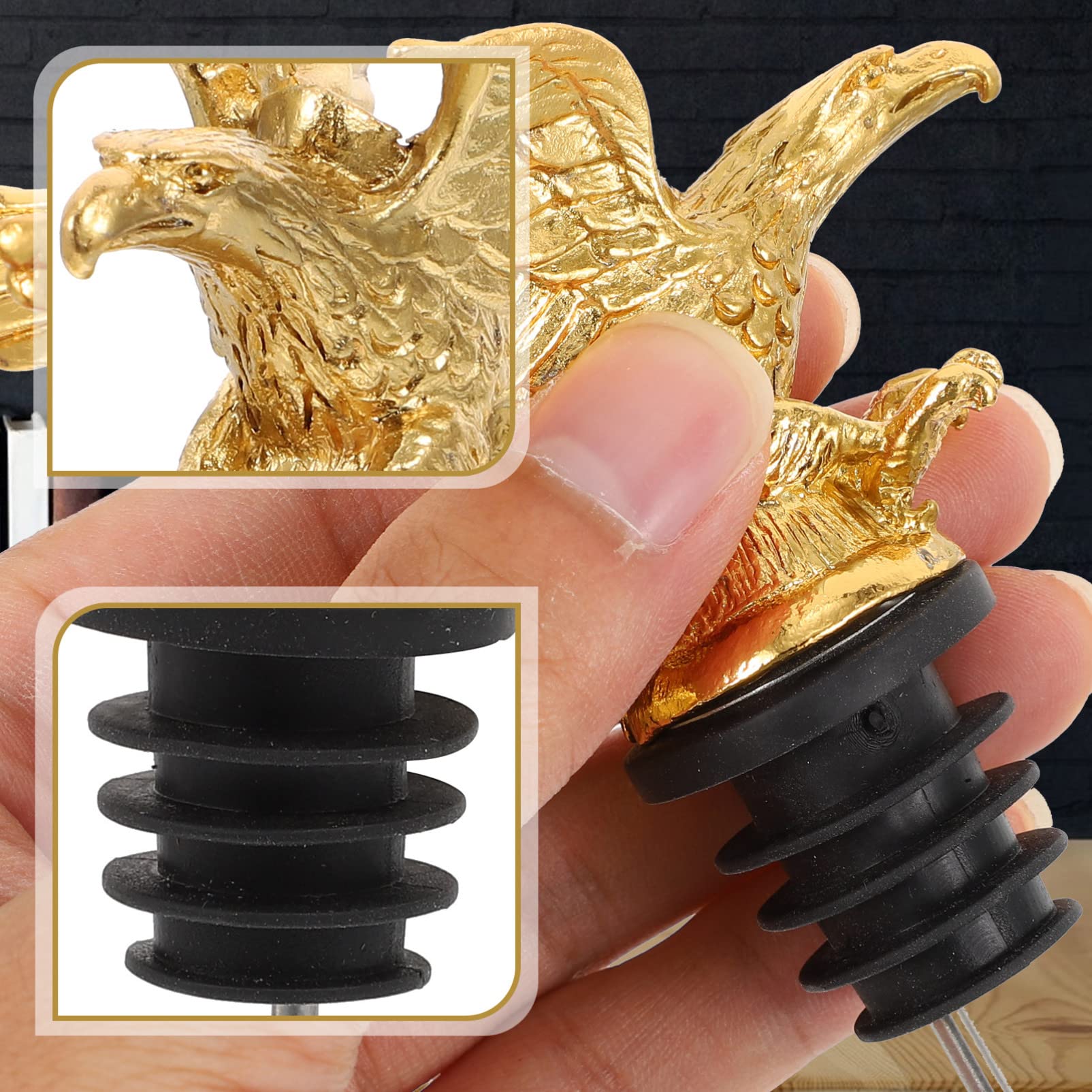 HEMOTON Wine Pourer Wine Aerator Eagle Head Animal Wine Pourer Bottle Decanter Spout Decorative Wine Bottle Stopper Home Bar Accessories (Golden)