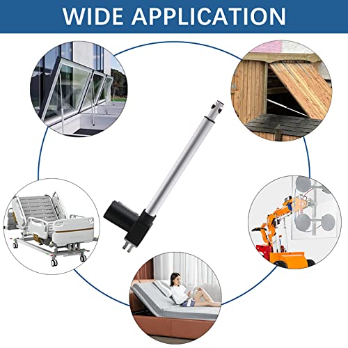 JQDML 32 Inch 32" Long Stroke Linear Actuator 12V 1320lbs/6000N Heavy Duty Speed 0.2"/sec Electric Actuator with Mounting Brackets for Massage Bed, Table Lift, Window Opener,Door Opener