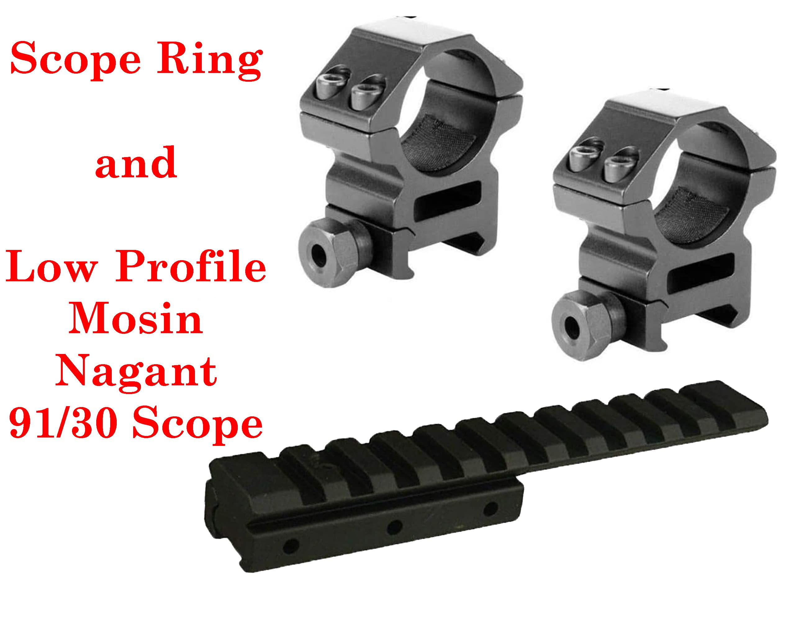 Gotical Low Profile Mosin Nagant 91/30 Scope Mount Weaver Picatinny Rail Mid Length (Pack of 2 - Scope Ring with Rail)
