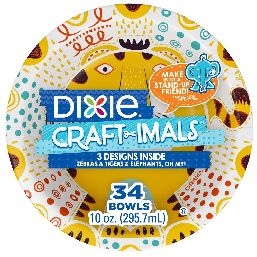 Dixie® CRAFT-IMALS™ Kids Standup Friend, Craft, Everyday Bowl , 34 Count