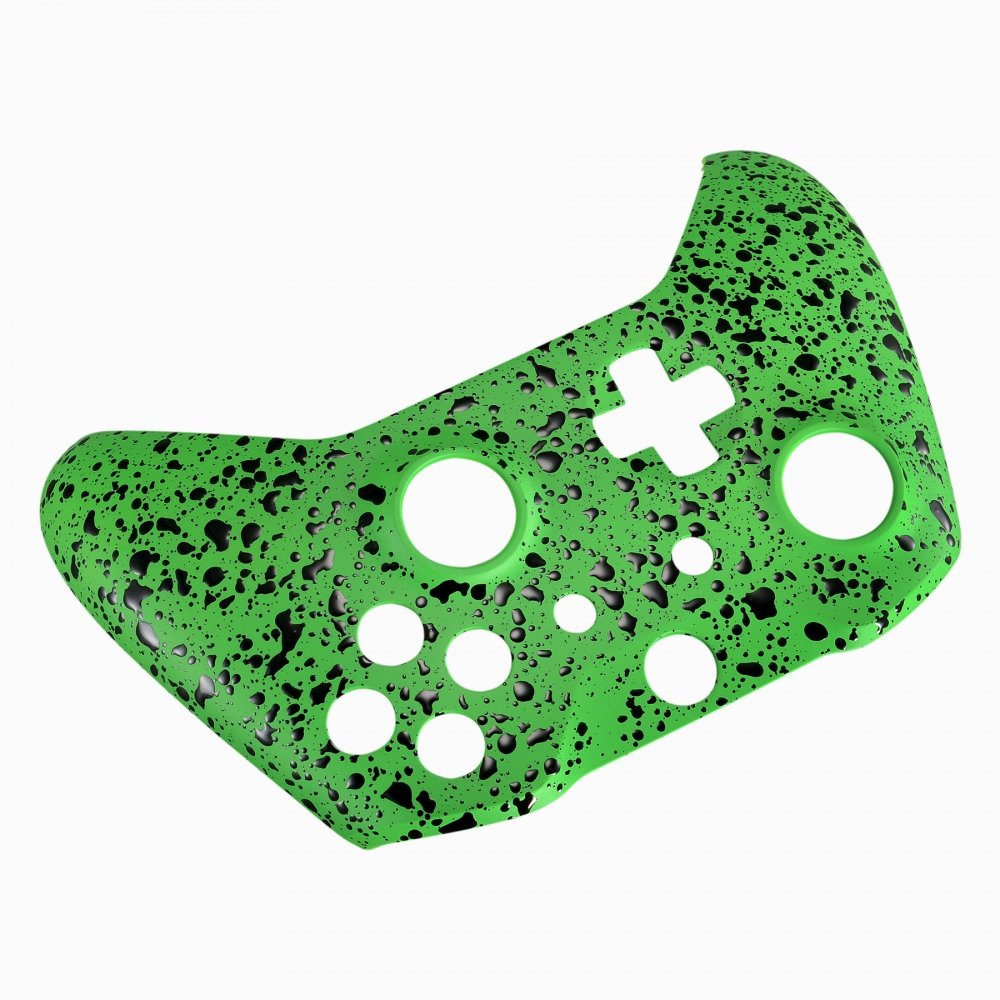 eXtremeRate Textured Green Faceplate Cover, 3D Splashing Front Housing Shell Case, Comfortable Non-Slip Replacement Kit for Xbox One S & Xbox One X Controller - Controller NOT Included