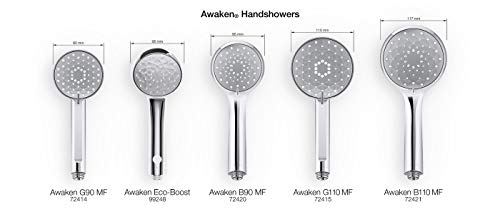 KOHLER 72415-G-CP Awaken G110 Three-Function Handshower, Handheld Showerhead with 3 Spray Settings, 1.75 GPM, Polished Chrome