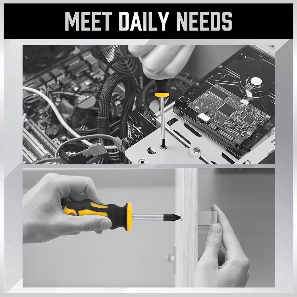 HORUSDY 11-Pieces Screwdriver Set, Magnetic 5 Phillips and 5 Flat Head Tips for Fastening and Loosening Seized